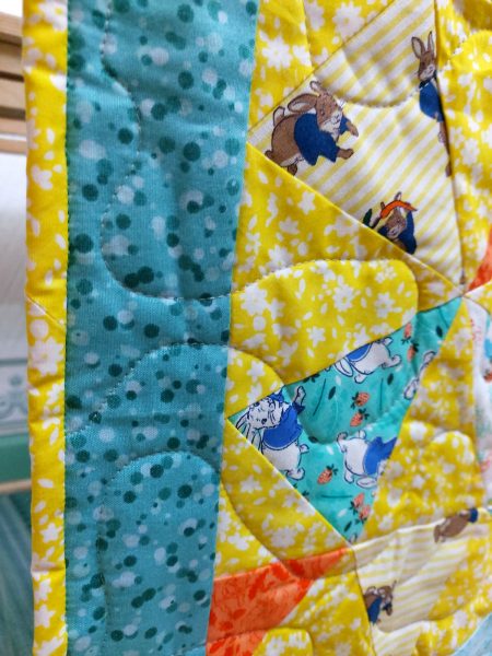 "Peter Rabbit kaleidoscope" handmade cot quilt - The Peacock Lotus